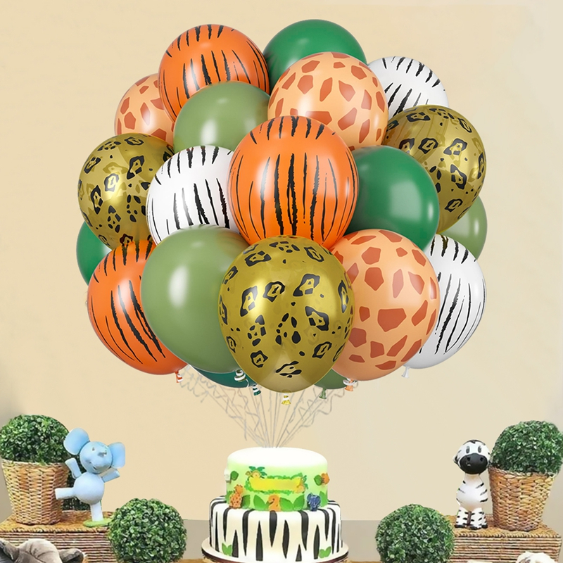 Jungle Animals Latex Balloons Yellow Safari Balloons Leopard Zebra ...