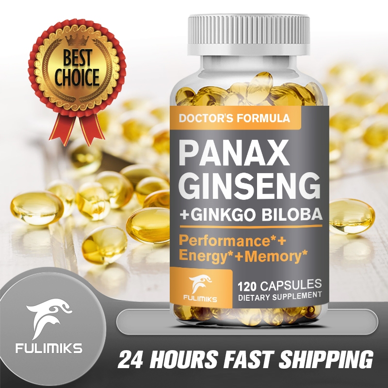 Korean Red Panax Ginseng Extract + Ginkgo Biloba + Ashwagandha Capsules ...