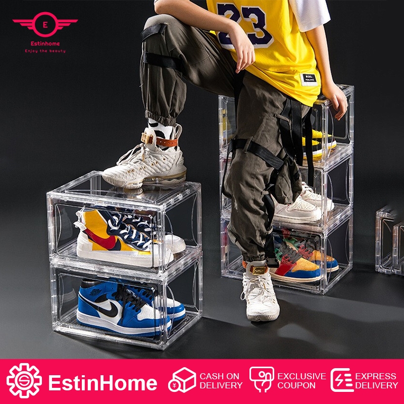 Acrylic Magnetic side drop shoe box Multifunctional storage box Acrylic ...