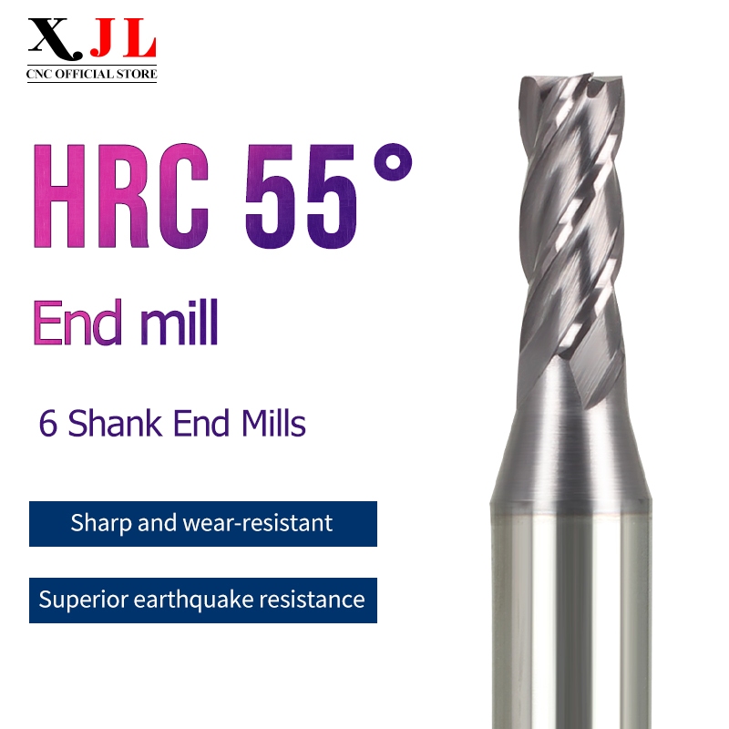 XJL 6 Shank end mill tungsten steel milling cutter four-blade end mills ...