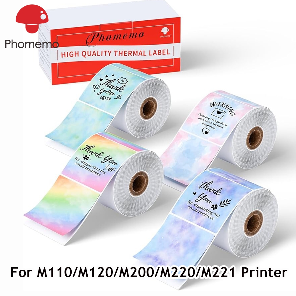 4 Rolls-Color Thermal Label Sticker For Phomemo M110/M120/M200/M220 ...