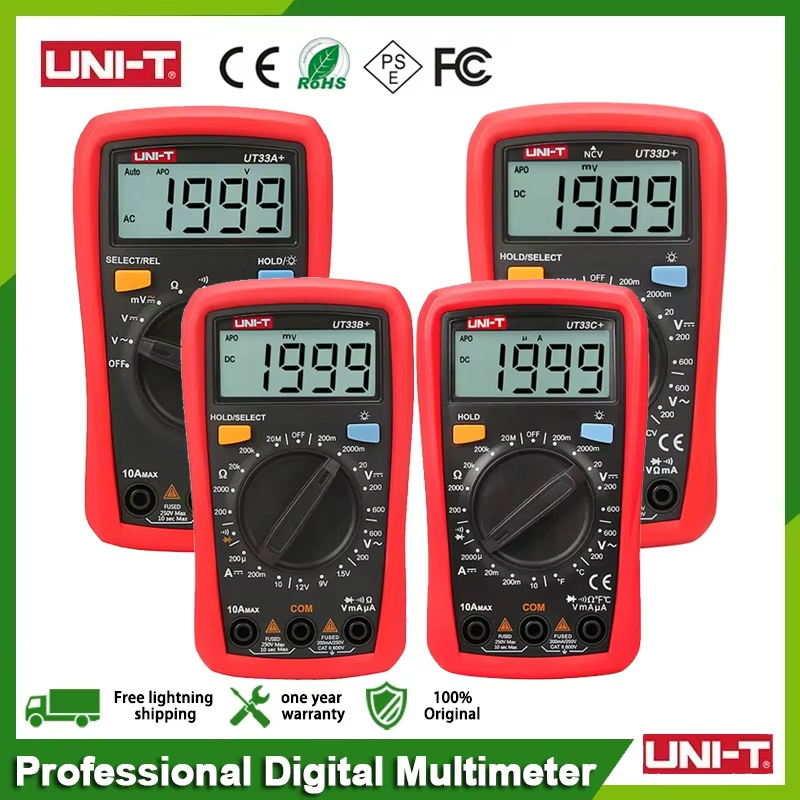 UNI-T UT33B+ UT33A+ UT33C+ UT33D+ Digital Multimeter Manual Range AC DC ...