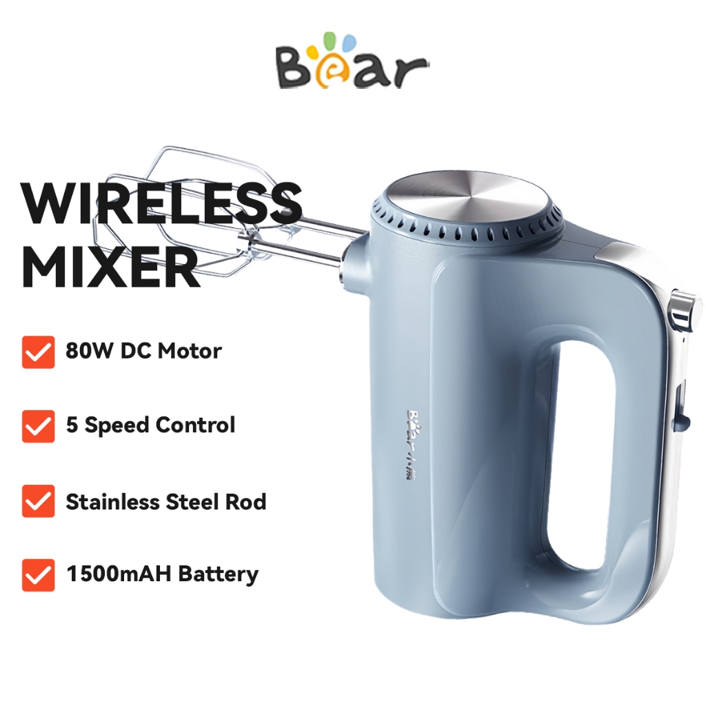 Bear Electric Mixer Cordless Hand Mixer for Baking Portable Whisk Egg ...