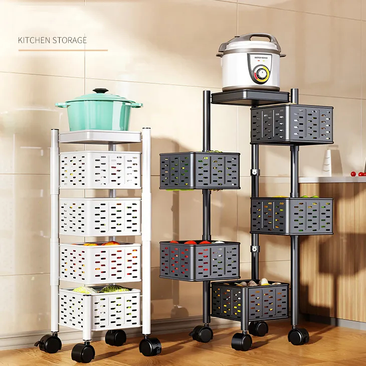 New 4/5 Layer Moving Rack Kitchen Storage Shelf Home Bedroom Bathroom ...
