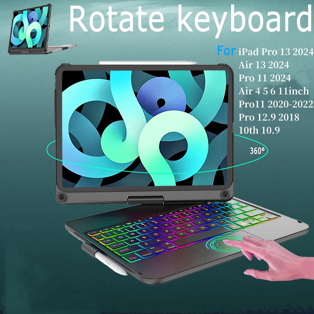 360 Rotate Keyboard Case For iPad 10Gen 2022 11th A16 10.9 Air 11 13 M3 ...