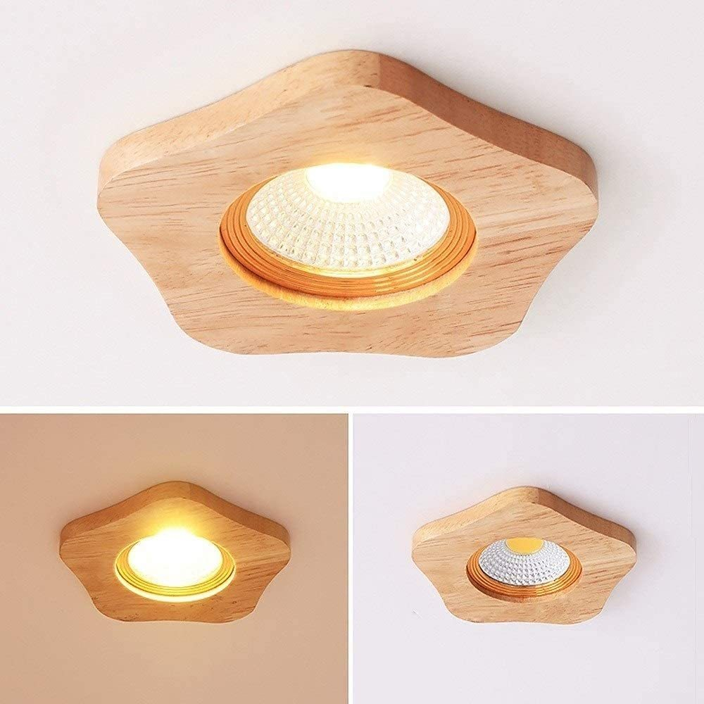 Nordic Ultra-thin Embedded Wooden Ceiling Lamp, LED Geometric Shape ...