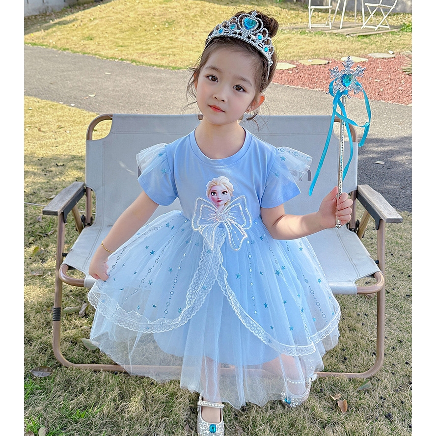 Girls Dress Kids Frozen Dresses Elsa Princess Skirt cotton Children ...