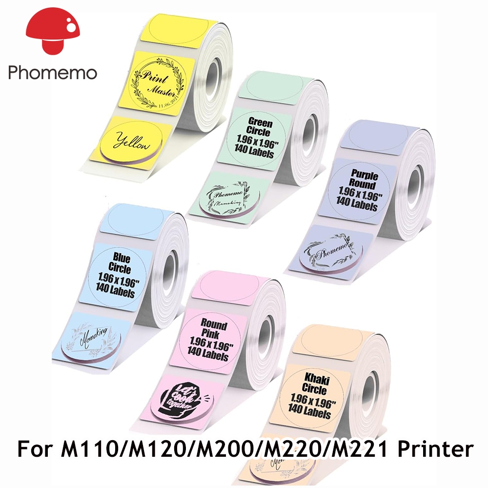 6 Rolls-Color Round Thermal Label Sticker For Phomemo M110/M120/M200/M220/M221/241BT/D520 ...