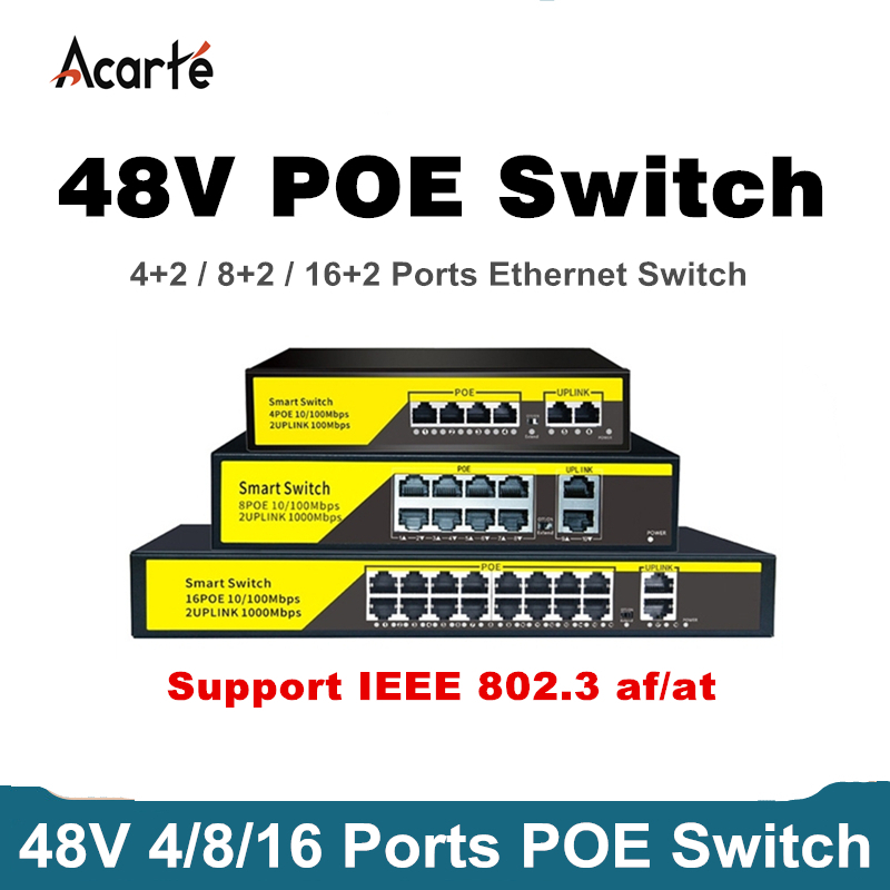 POE Switch 4+2/8+2 Ports 100Mbps High-powered PoE switch IEEE802.3at/af ...