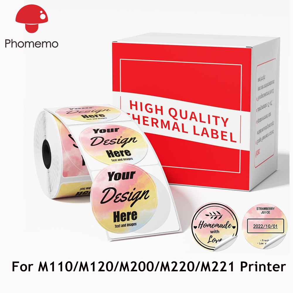 Round Colorful Gradient Thermal Label Sticker For Phomemo M110 M220 M200 M120 M221 241BT D520BT ...