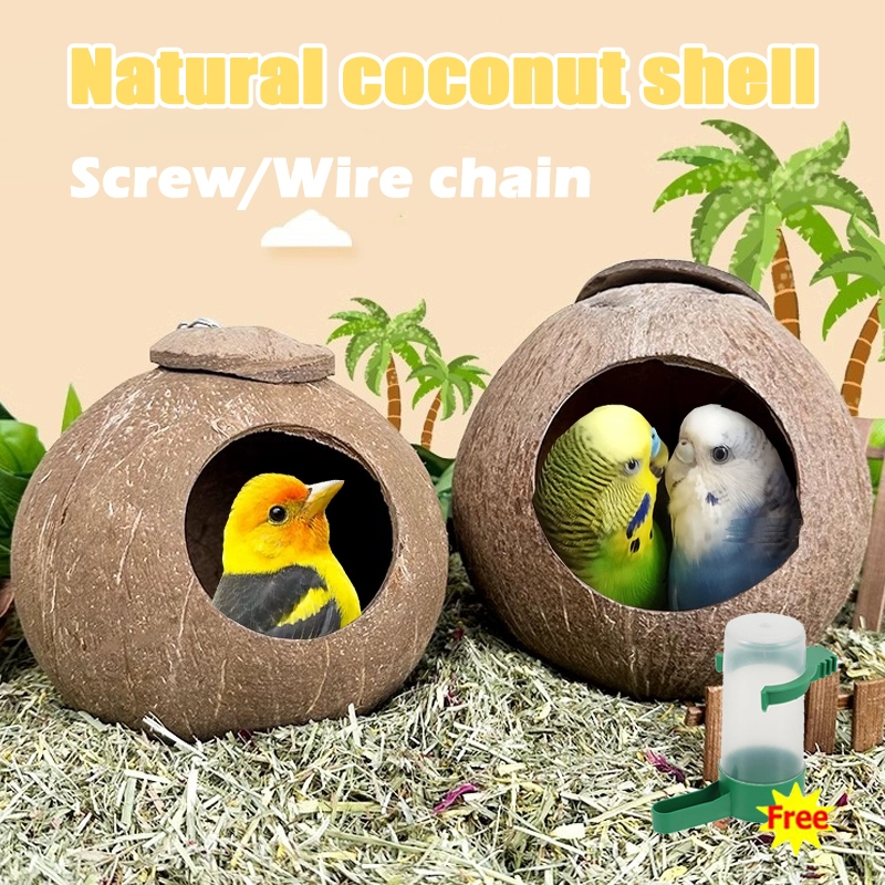 Natural Coconut Shell Bird Nest Coconut House For Lovebirds Cockatiels ...