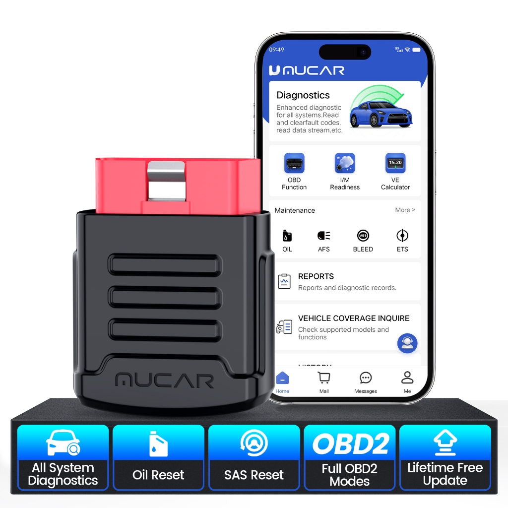 MUCAR BT200 OBD2 Scanner for Cars Full System Diagnost Free Lifetime ...