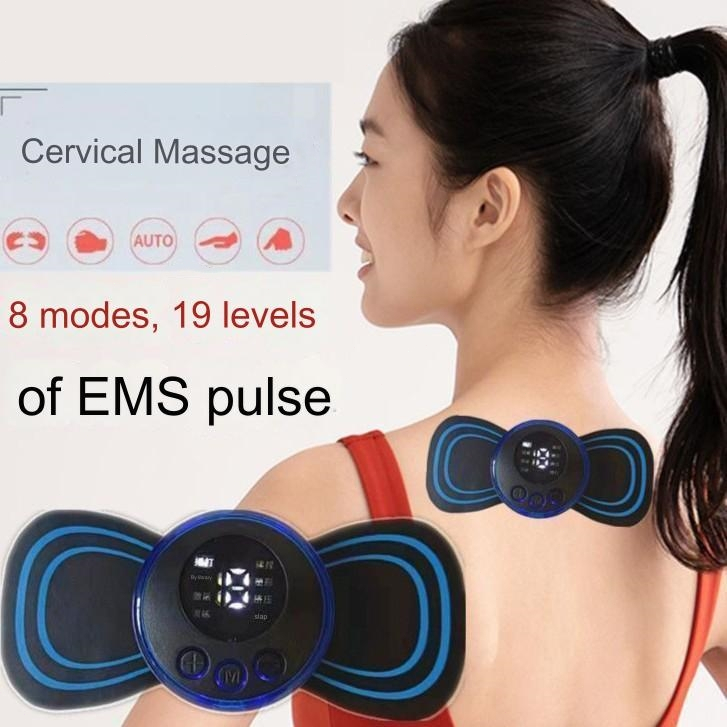 EMS Neck Massager 8 Mode LCD Display Muscle Stimulator Gel Cervical ...