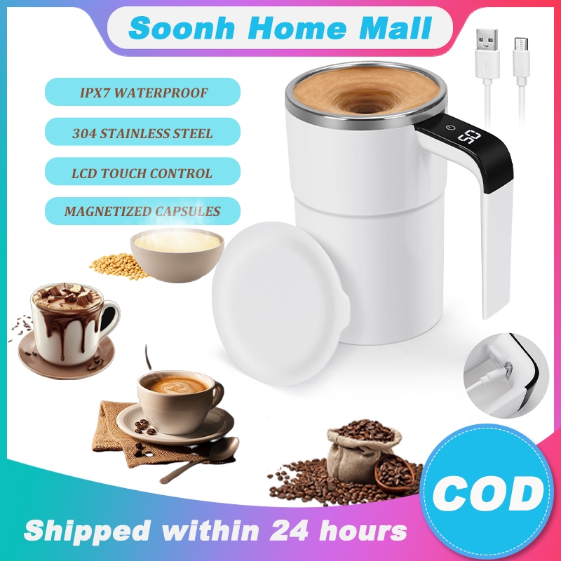 380ML Automatic Stirring Coffee Milk Protein Powder Mug Magnetic Stirring Mug Waterproof With ...