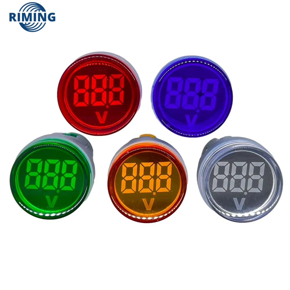 DIY Mini Digital Voltmeter 22mm Round AC 60-500V Volt Voltage Tester ...