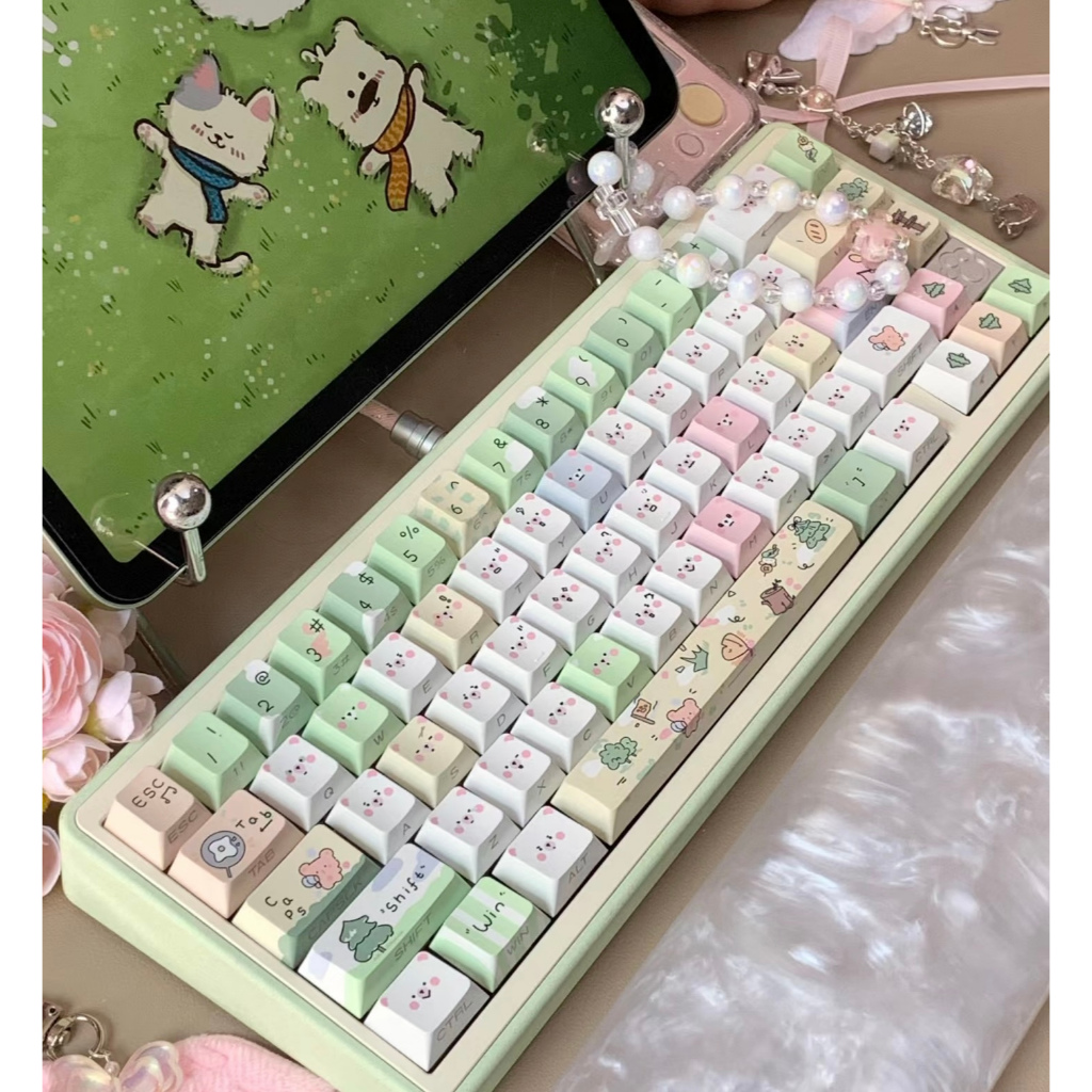 Camping Bear Keycaps 125 Keys Cherry Height PBT Material Keycap Five ...