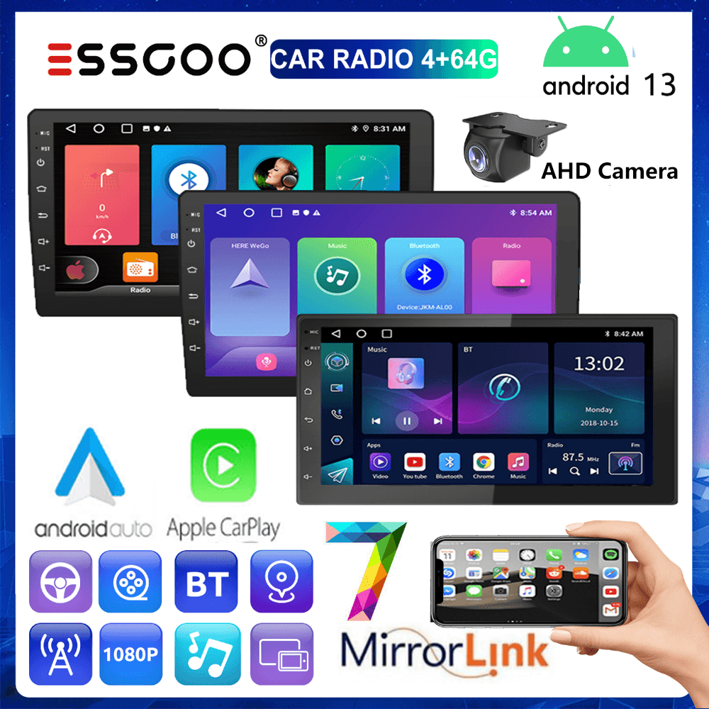 ESSGOO Universal android head unit 7 9 10 inch 【4GB RAM+64GB】 2 din Quad Core Car Multimedia MP5 ...