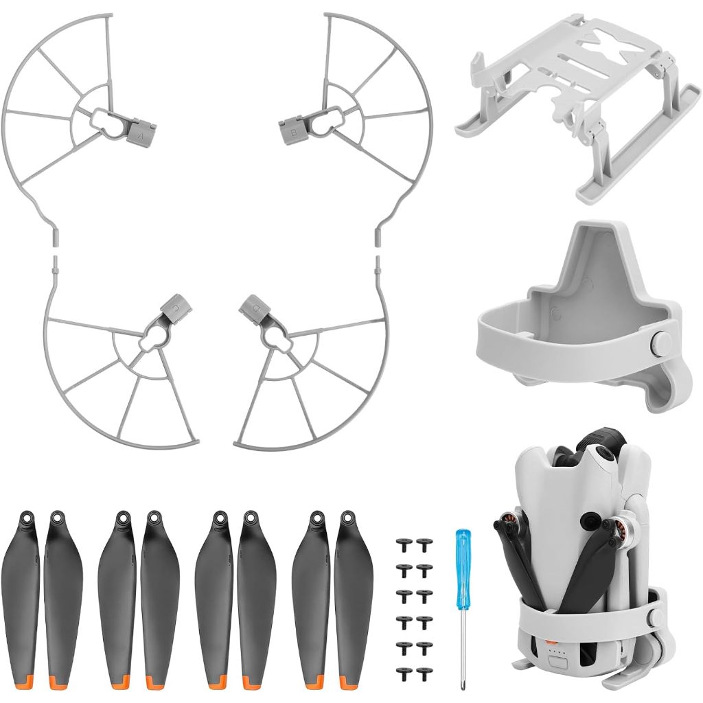 Mini 4 Pro Propeller Guard + Propellers + Landing Gear Leg Extensions + Propellers Holder Strap ...