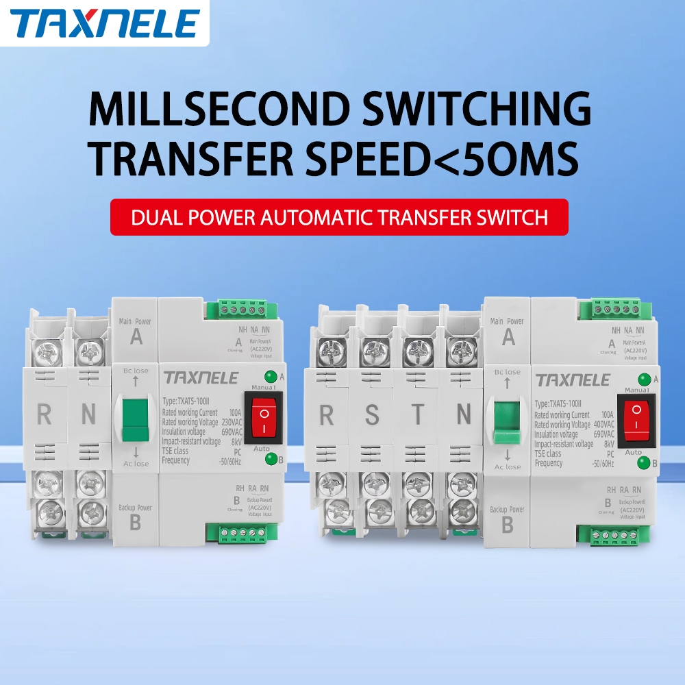 TAXNELE ATS Dual Power Automatic transfer switch 2P 4P 100A Circuit ...
