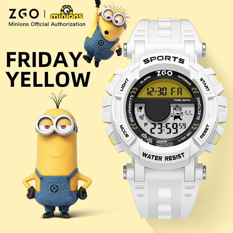 ZGO x Minions Watch For Kids Boys 50M Waterproof Luminous Electronic ...