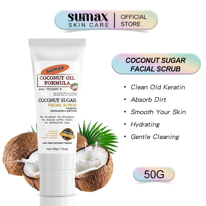 Sumax mild facial scrub Whitening Coconut Oil Scrub Exfoliate Gel Deep ...