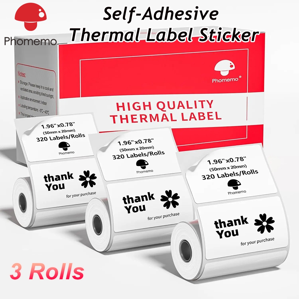3 Rolls-Thermal Label Sticker For Phomemo M110/M221/M220/M120/M200 ...