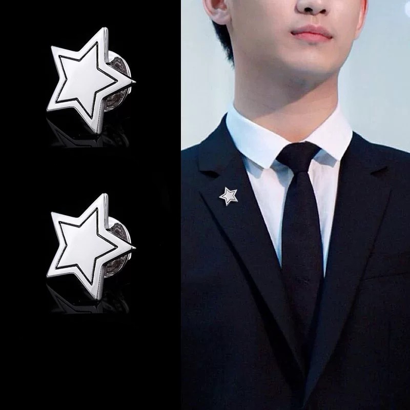 Korea Korean Mini Star Men's Brooch Shirt Neckline Pin Buckle Badge ...