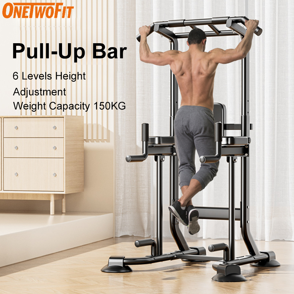 OneTwoFit Multifunctional Pull-Up Bar Station Adjustable Height 6 ...