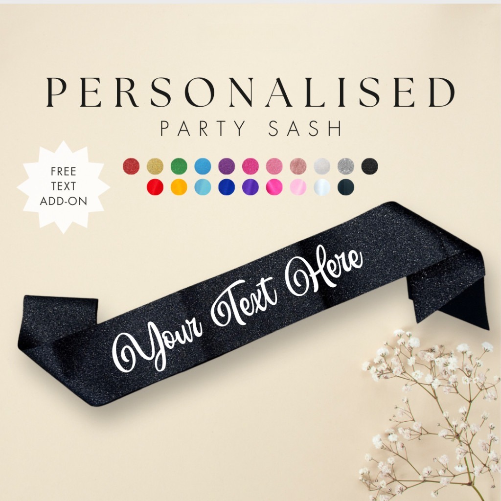 Personalised Customised Party Satin Glitter Sash Graduation Birthday ...