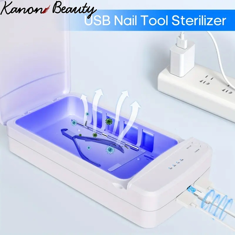UV Nail Sterilizer Box USB Powered Blue Light Cleaner for Nail Salon ...