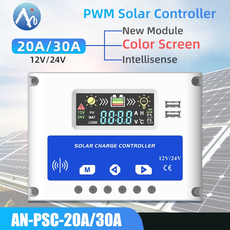 20A 30A PWM Solar Charge Controller 12V/24V Auto Solar Controller with Color LCD display ...