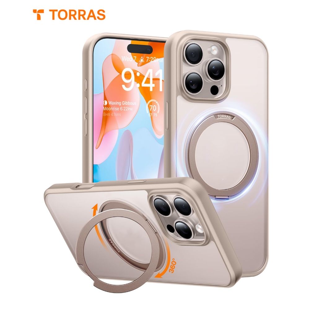 TORRAS 360° Rotatable Magnetic Ring for iPhone 16 Pro Max Case,For MagSafe,16ft Military Grade ...