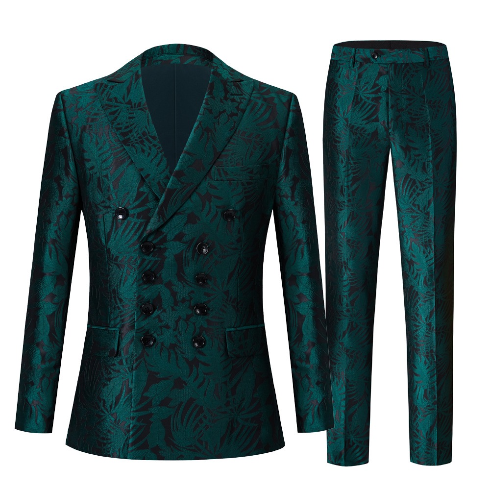 men's green lift men's suit double-breasted men's studio host suit ...