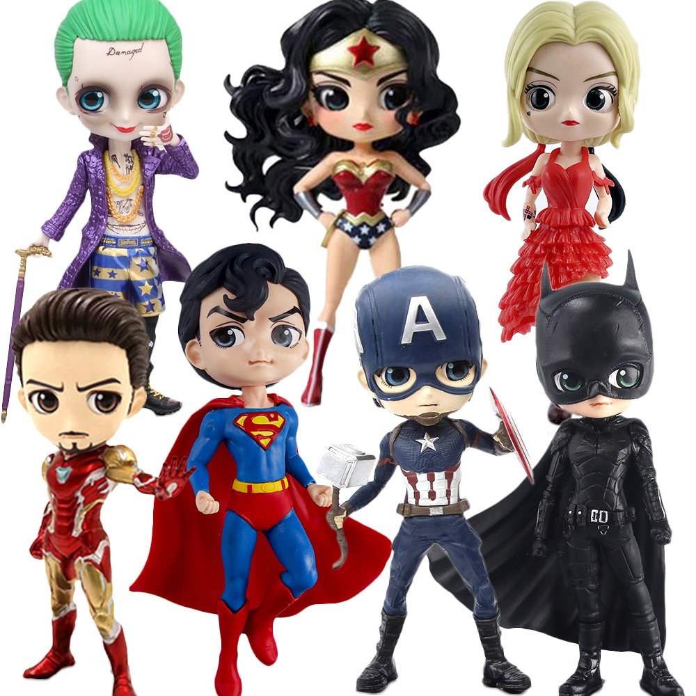 Qposket Superman Batman Joker Action Figure Catwoman Spiderman Dolls ...