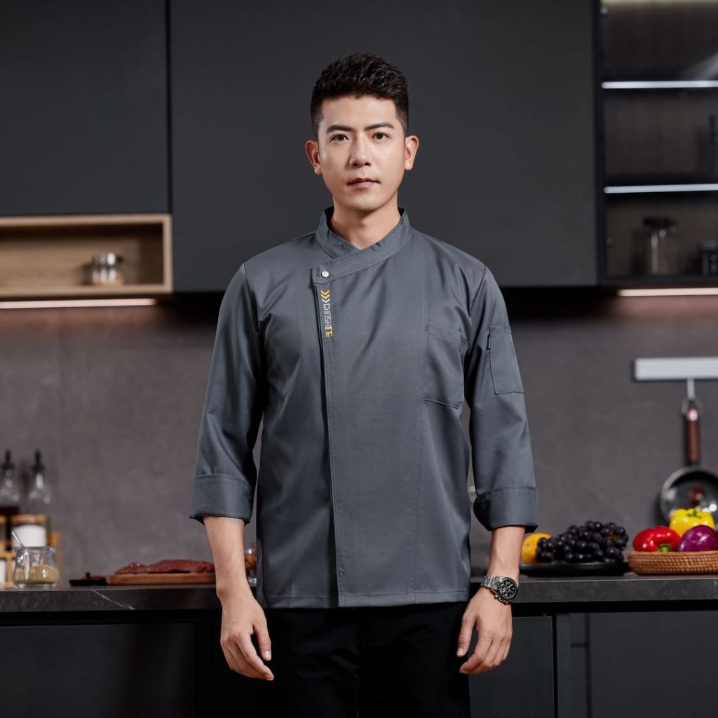 Classic Style Men Women Restaurant Kitchen Canteen Chef Uniform Sleeves ...