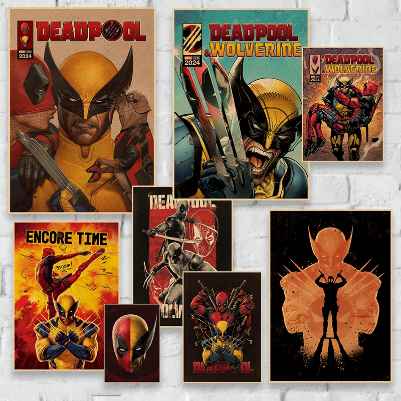 Hot Film Movie Deadpool & Wolverine Posters Retro Kraft Paper poster ...