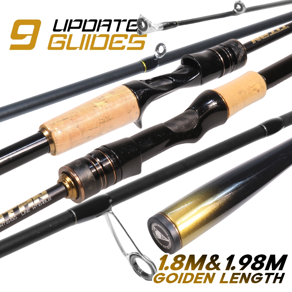1.8M/1.98M Powerful ML Powerful Flexible Fishing Rod With 9 Guide Rings ...