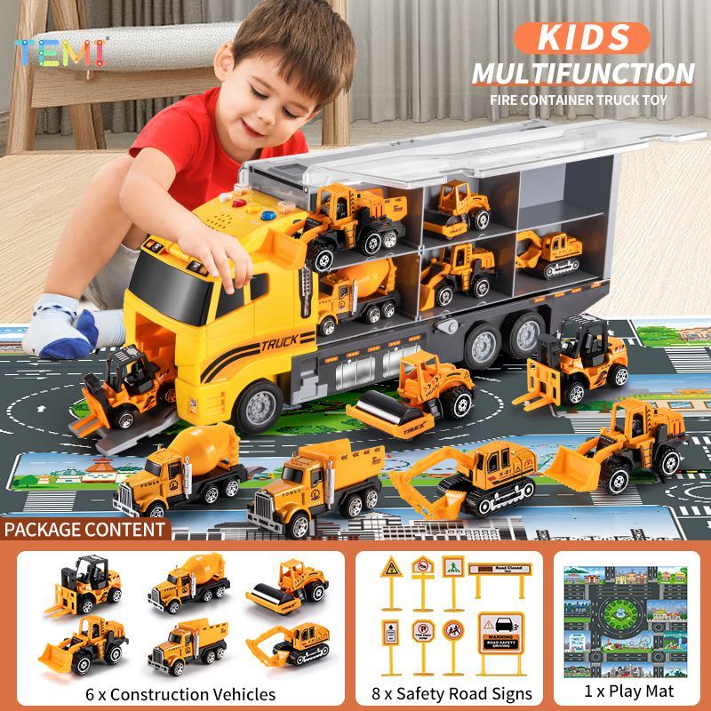 TEMI 7 in 1 Truck Toys Car Vehicle Lorry Toys Toy Truck Baby Toys For ...