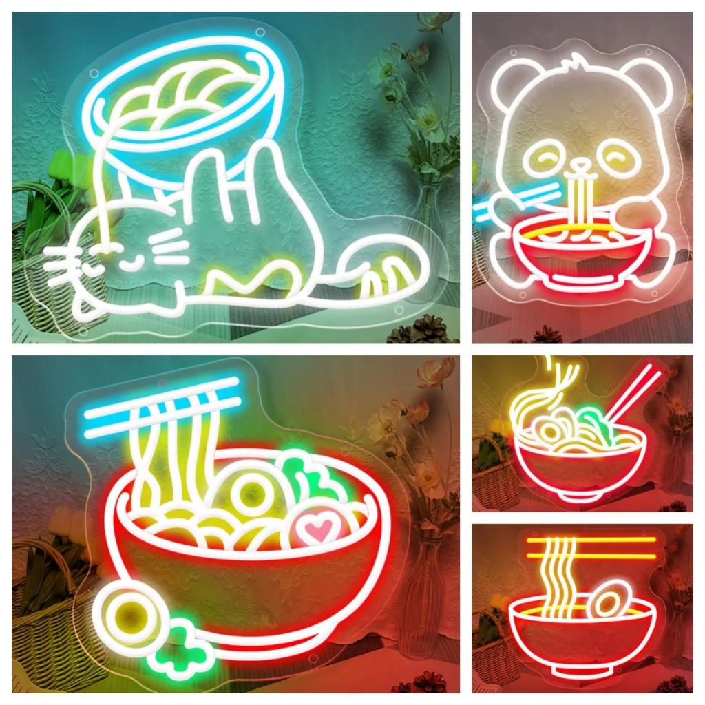 Ramen Noodles Neon Sign Room Wall Decor Bowl Led Neon Lights Sign ...