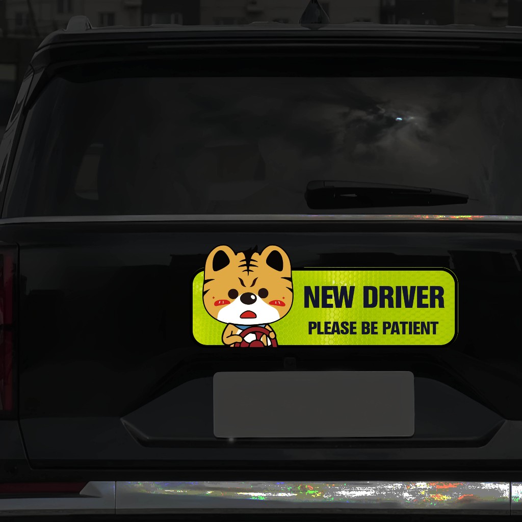 Quirky Tiger Reflective Car Sticker For Student Drivers, Car Warning ...