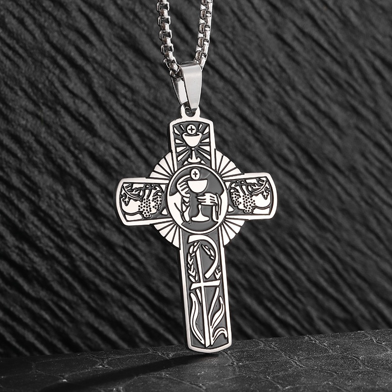 Exquisite Stainless Steel Christian Eucharistic Halo Cross Pendant ...