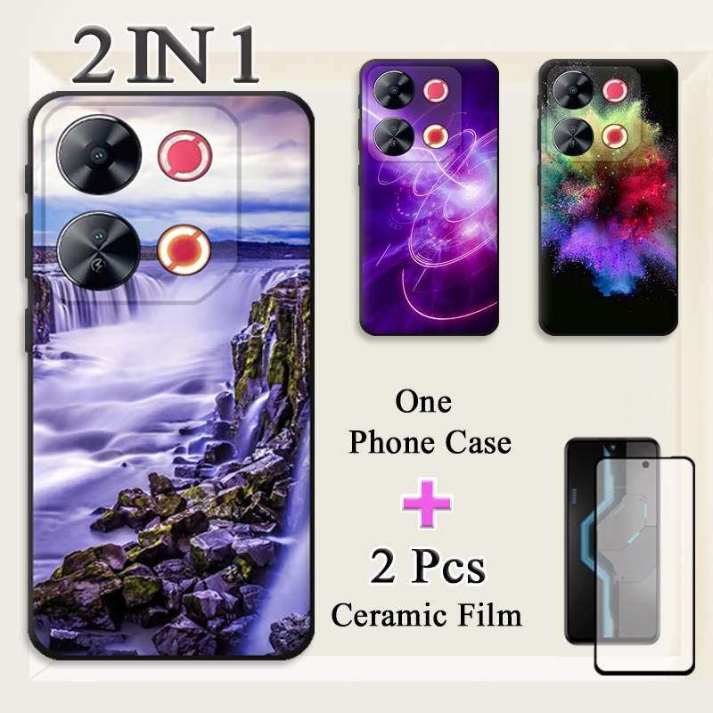 2 IN 1 For case ITEL P65 Silicone Phone Case With Tempered Glass Curved ...