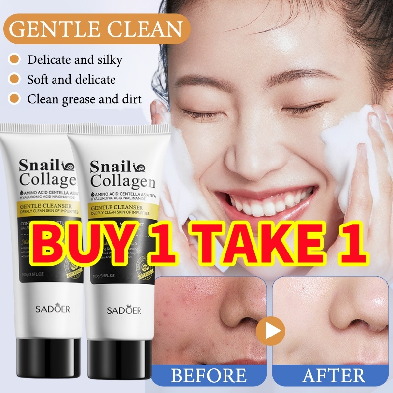 Collagen Facial Wash Snail Essence Anti-Wrinkle Cleanser Oil Control ...
