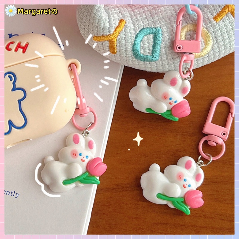 [Margaret] Cute Mini Tulip Rabbit Keychain Lovely Pink Bunny Doll Key ...