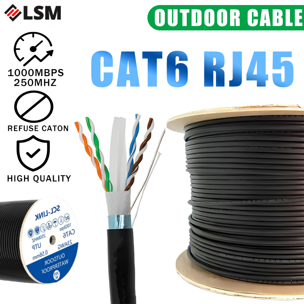 1000ft shielded outdoor cat 6 cable PVC + PE jacket Al foil 90% ...