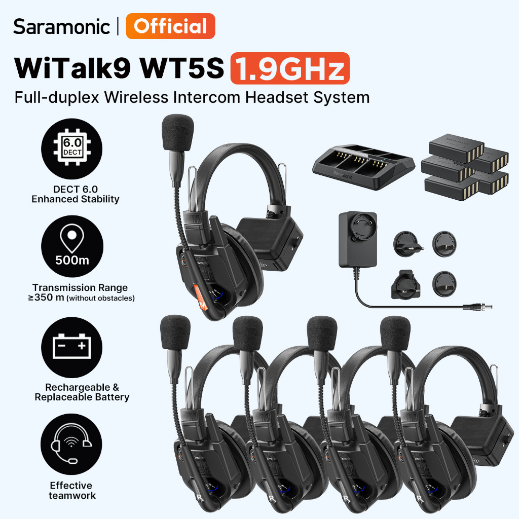 Saramonic Witalk9 Series Full-Deplex 1.9GHz Wireless Headset Intercom ...