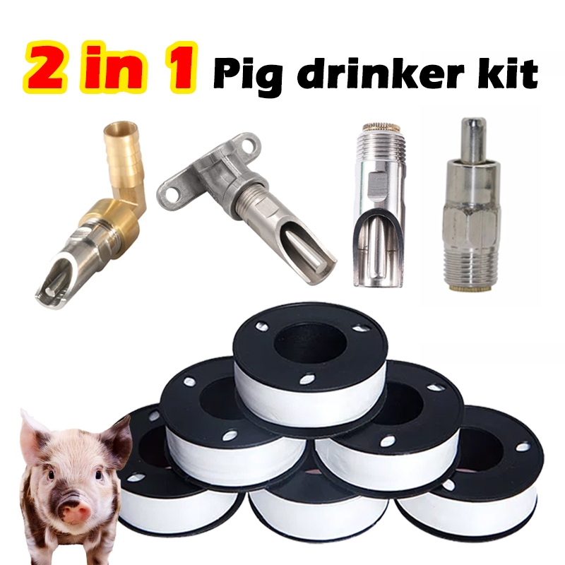 2 in 1 Pig drinker nipple kit Stainless steel Automatic drinker with ...