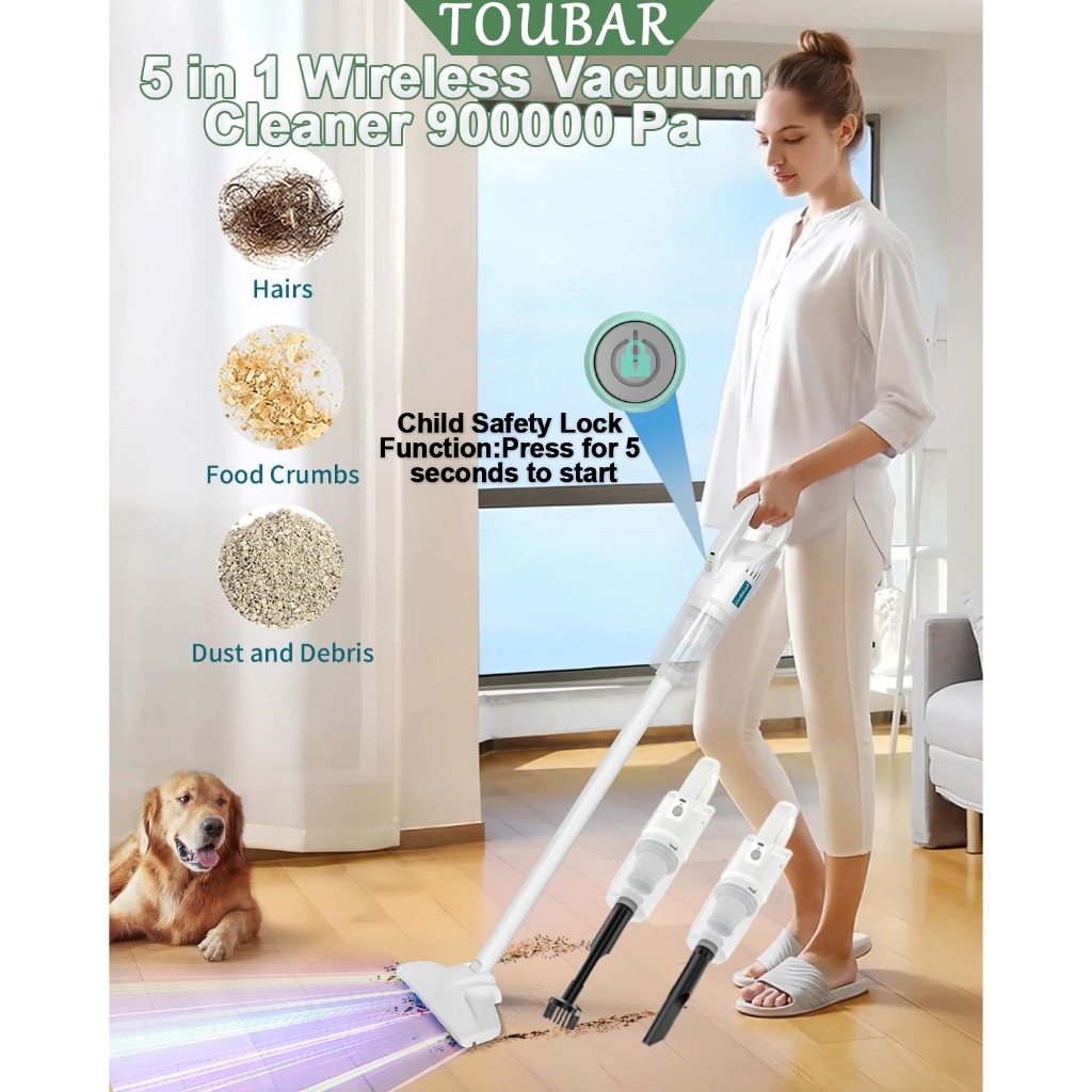 【Free Gift】5 in 1 Cordless Vacuum Cleaner 65KPa Strong Suction Wet and ...