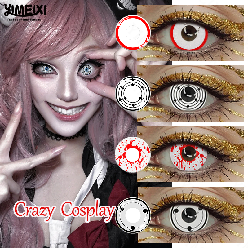 Yimeixi Cosplay Contact Lens Halloween Anime Eyes All Black All White ...