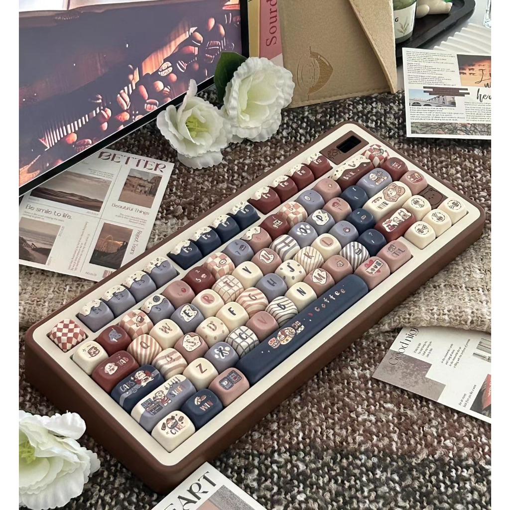131 Keys Coffee Dog Keycaps Cherry/XOA Height PBT Material Keycap Five ...